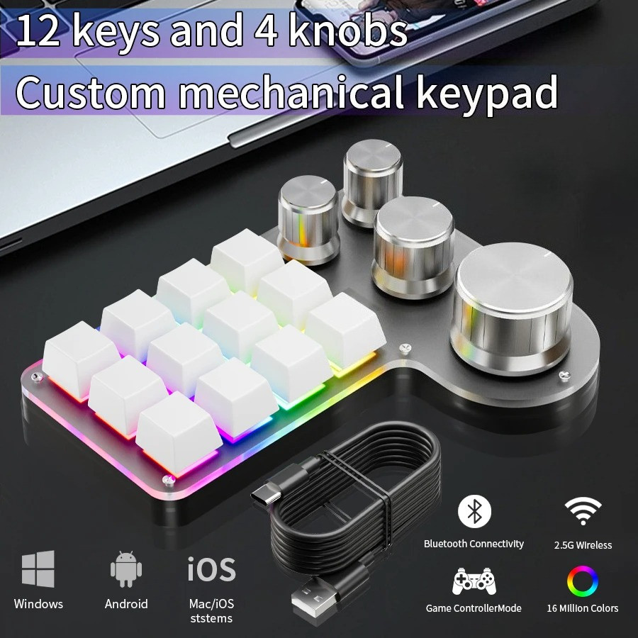 Jual 12 Keys 4 Knobs Programming Macro Custom Keyboard RGB Gaming ...