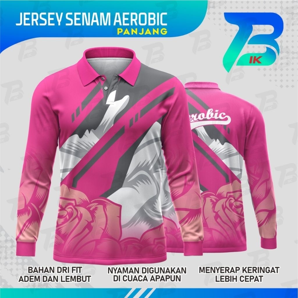 Jual JERSEY WANGKI SENAM AEROBIC LENGAN PANJANG/KAOS KERAH SENAM ...