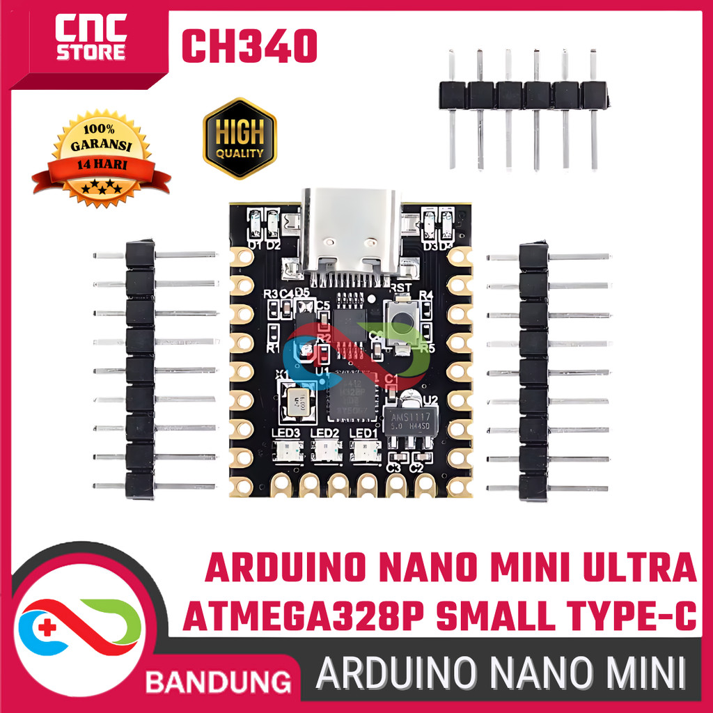 Jual Arduino Nano Mini Ultra Supermini ATmega328P CH340 Type-C – Board Development ...