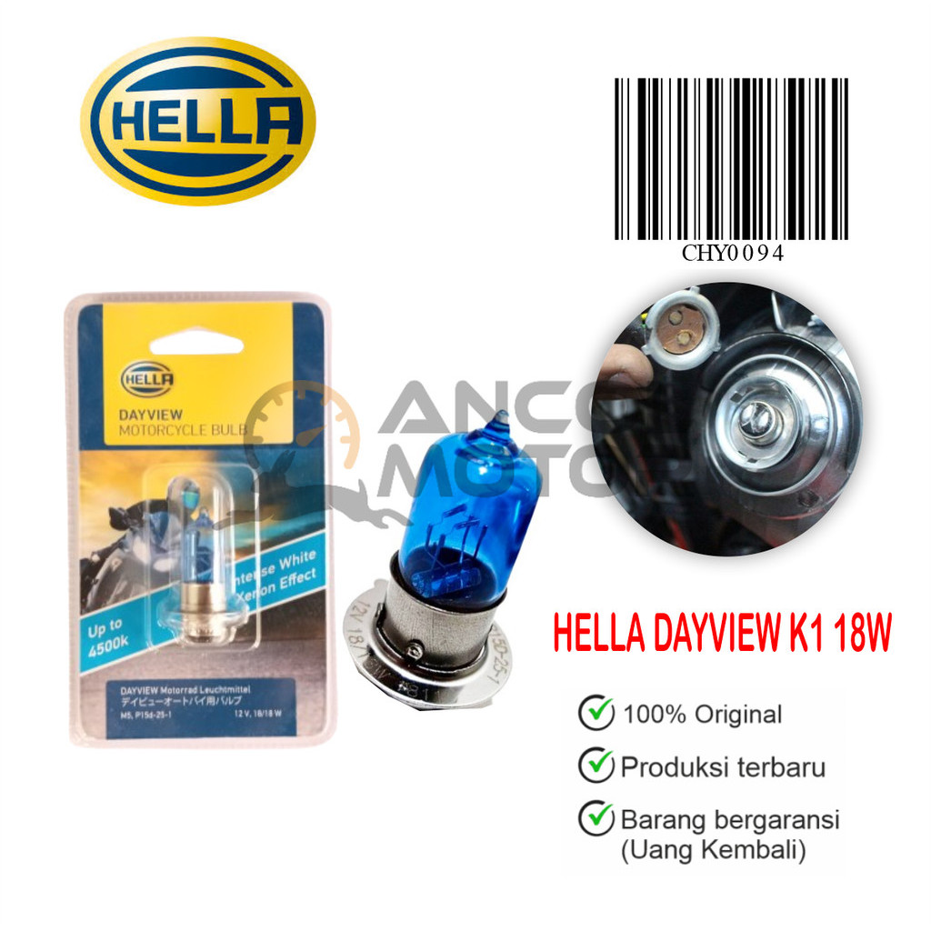 Jual Hella DayView Kaca Biru H6 Kaki 1 Bulb M5 Bohlam Halogen 18W ...