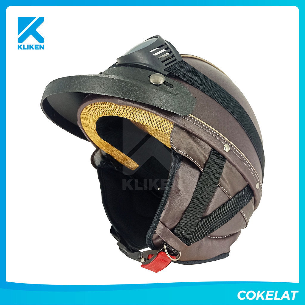 Jual Helm Retro Klasik CL1 Vintage Half Face Motor Classic Dewasa Kulit ...