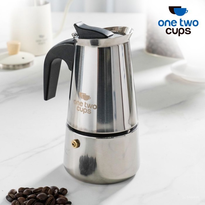 Jual One Two Cups Moka Pot Coffee Stainless Espresso Maker Machine Teko ...
