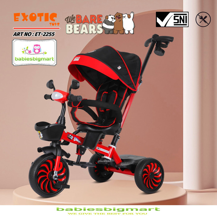 Jual Sepeda Anak Roda 3 Tiga Exotic ET 2255 Tricycle WE BARE BEARS Kursi putar Bisa Atur Posisi ...