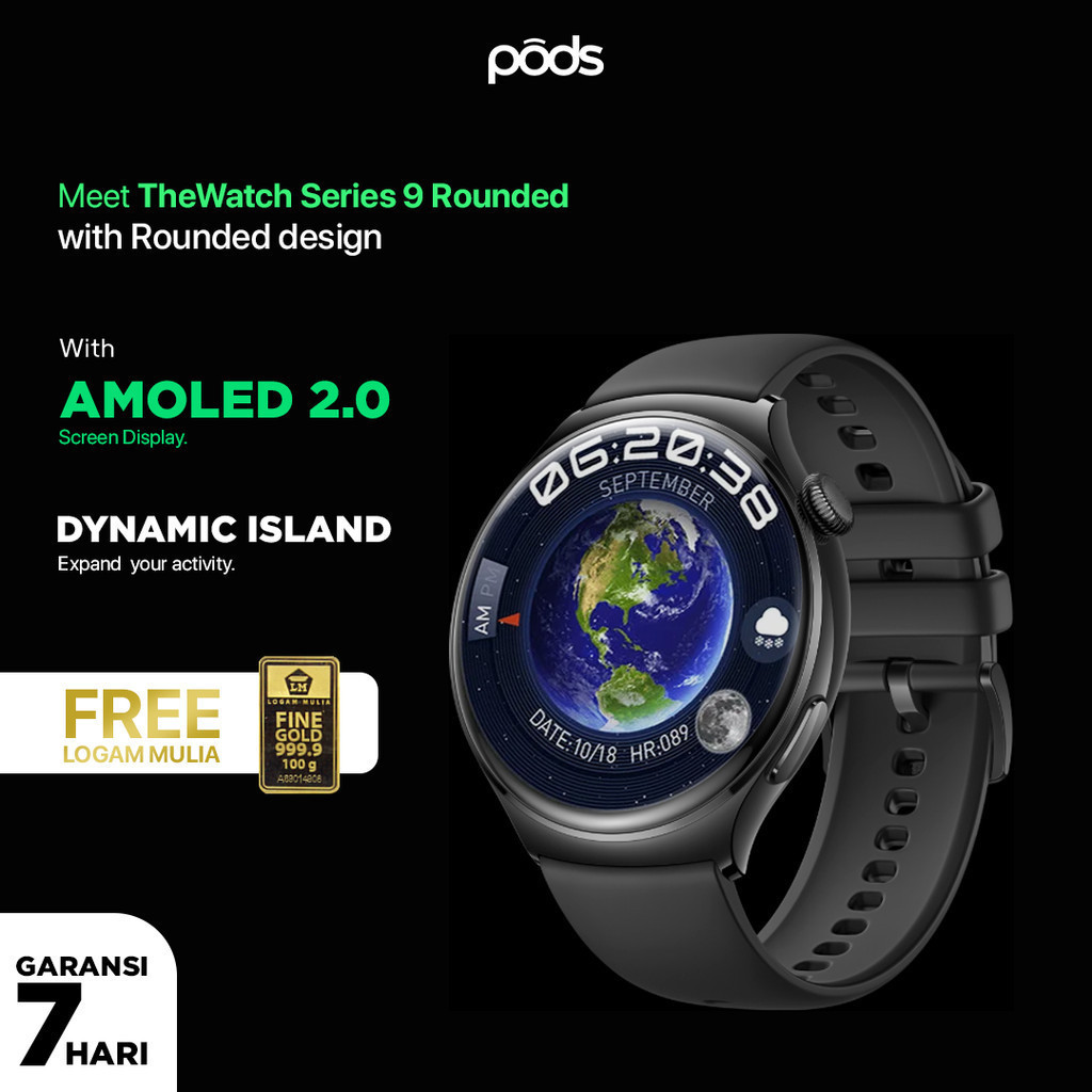 Jual TheWatch Series 9 Rounded Smartwatch Amoled Display Dynamic Island ...