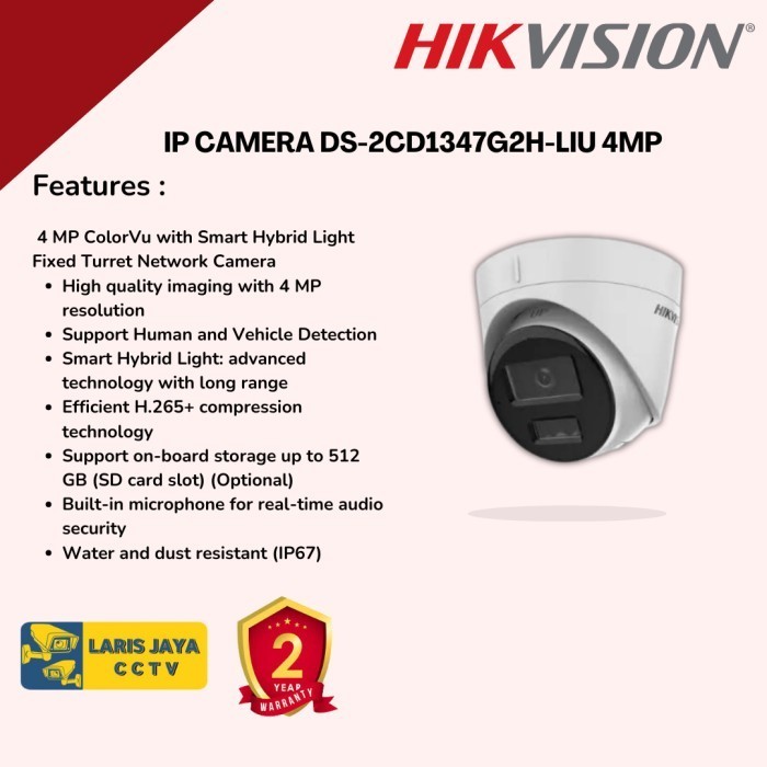 Jual DS-2CD1347G2H-LIU IP CAMERA HIKVISION 4MP COLORVU SMART HYBIRD LIGHT | Shopee Indonesia
