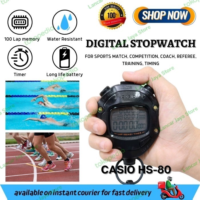 Jual Stopwatch CASIO / Alat Pengukur Waktu Olahraga Casio HS-80Tw Asli | Shopee Indonesia