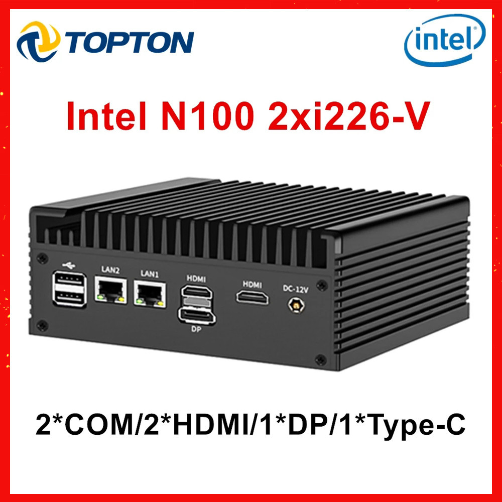 Jual Topton Intel N100 Fanless Mini PC 2xi226-V 2.5G 2*COM NVMe 2*HD 1 ...