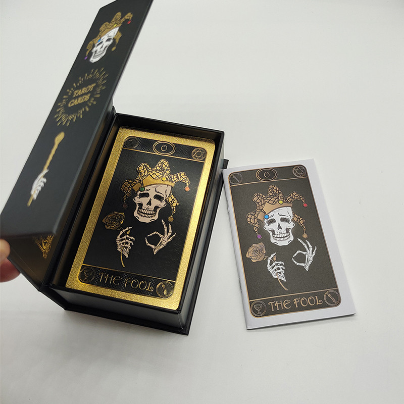 Jual Super Excellent Skeleton Pattern Deluxe Gold Foil Tarot Waterproof ...