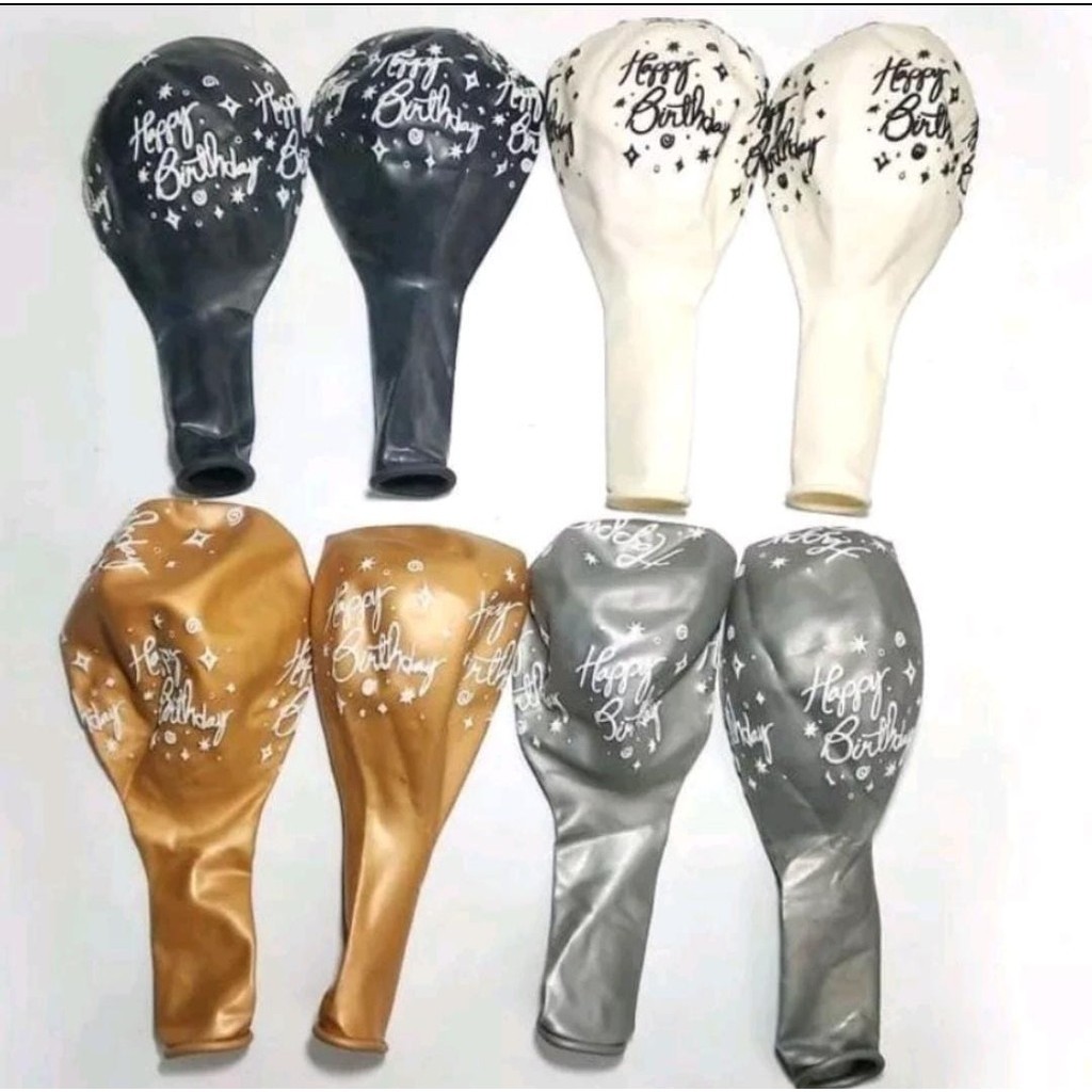 Jual (5 Pcs) Balon Ulang Tahun / Balon Latex Metalik Happy Birthday ...