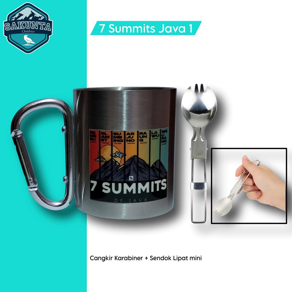 Jual sakunta outdoor paket peralatan camping set camping gelas carabiner karabiner sendok lipat ...