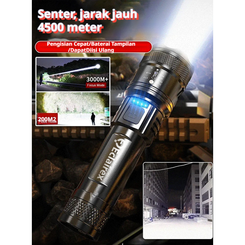 Jual 【Stok Lokal】Senter Teleskopik Cahaya Kuat/Senter Laser Zoom ...