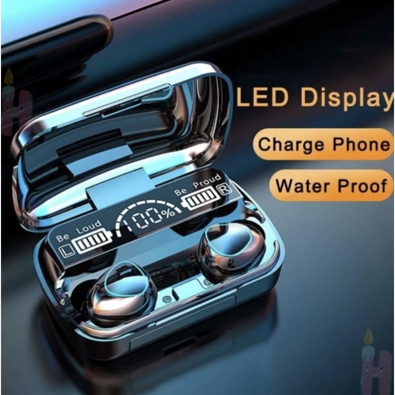 Jual HEADSET BLUETOOTH M10 / F9 + Powerbank 3500mAh Earphone Headset Wireless Bluetooth Full ...