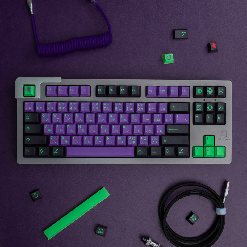 Jual Yongqiu GMK Mecha-01 EVA ungu Jepang cherry keycaps PBT sublimasi ...