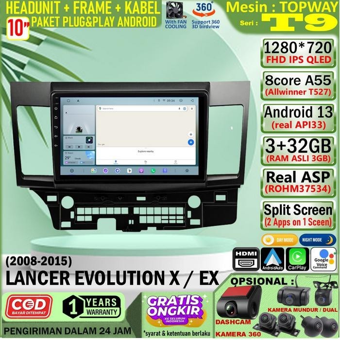 Jual Paket Headunit Android 10 inch + Frame + Soket PNP Mitsubishi ...