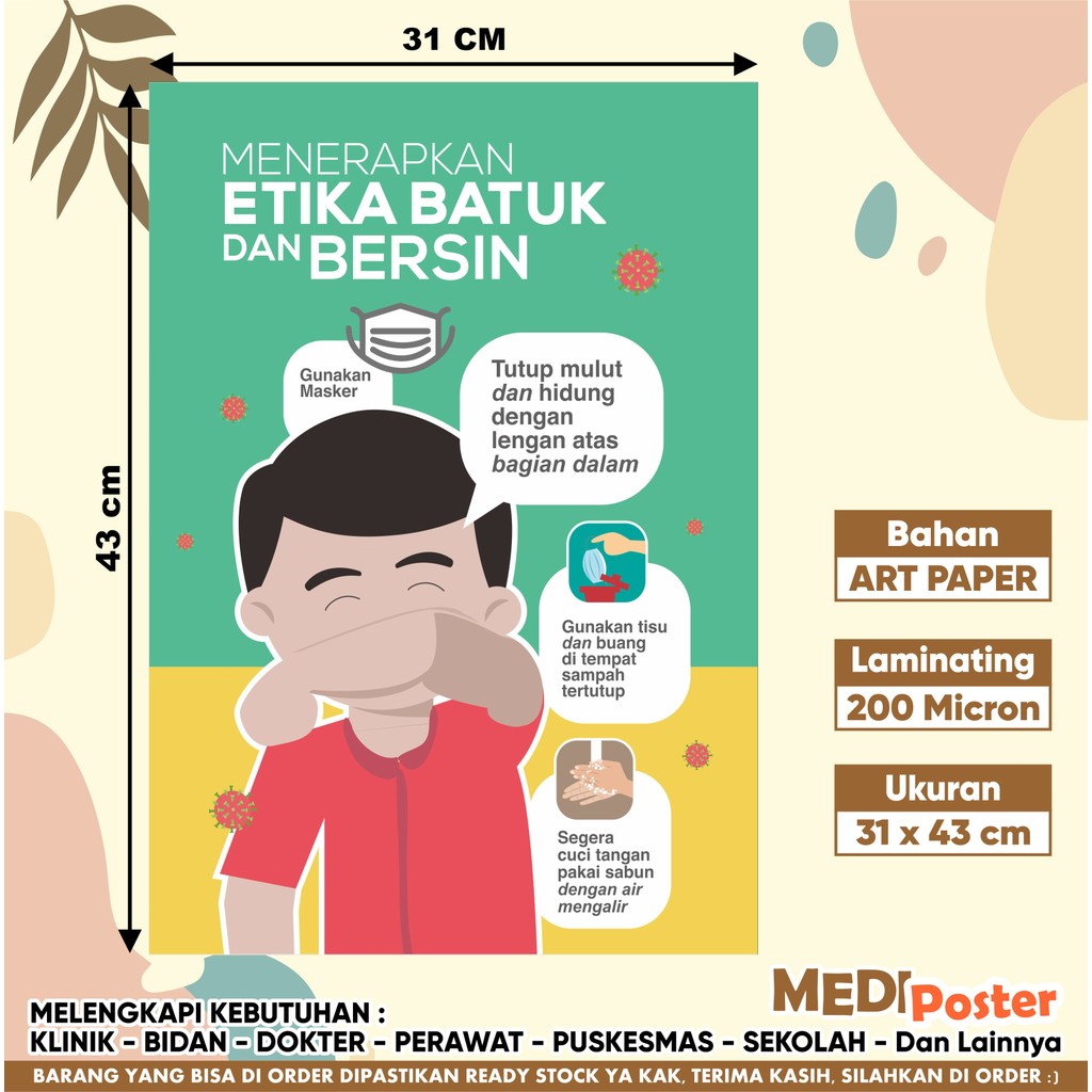 Jual Poster Menerapkna Etika Batuk dan Bersin | Shopee Indonesia