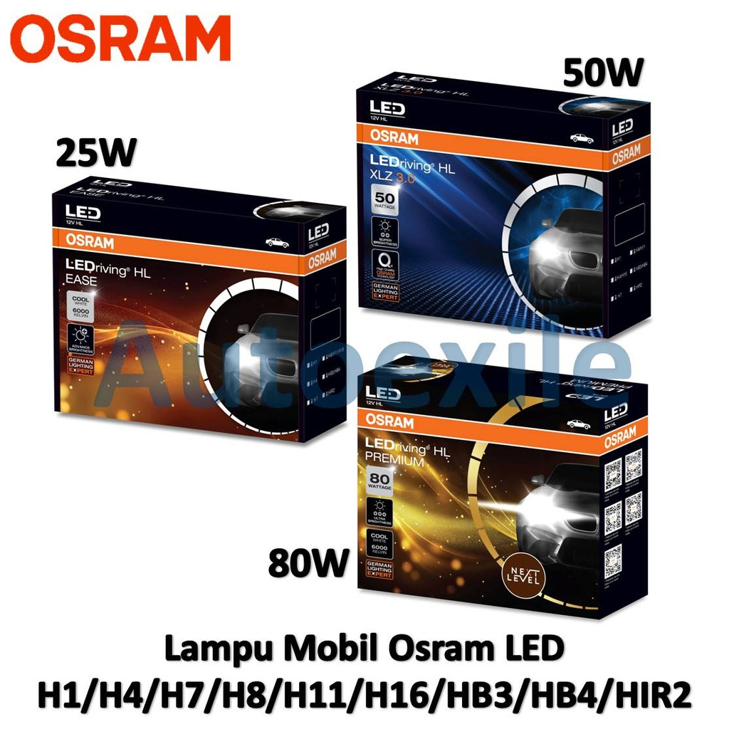 Jual Lampu Mobil LED Osram H1 H4 H7 H8 H11 H16 HB3 HB4 HIR2 9005 9006 9012 Ease 25W XLZ 3.0 50W ...
