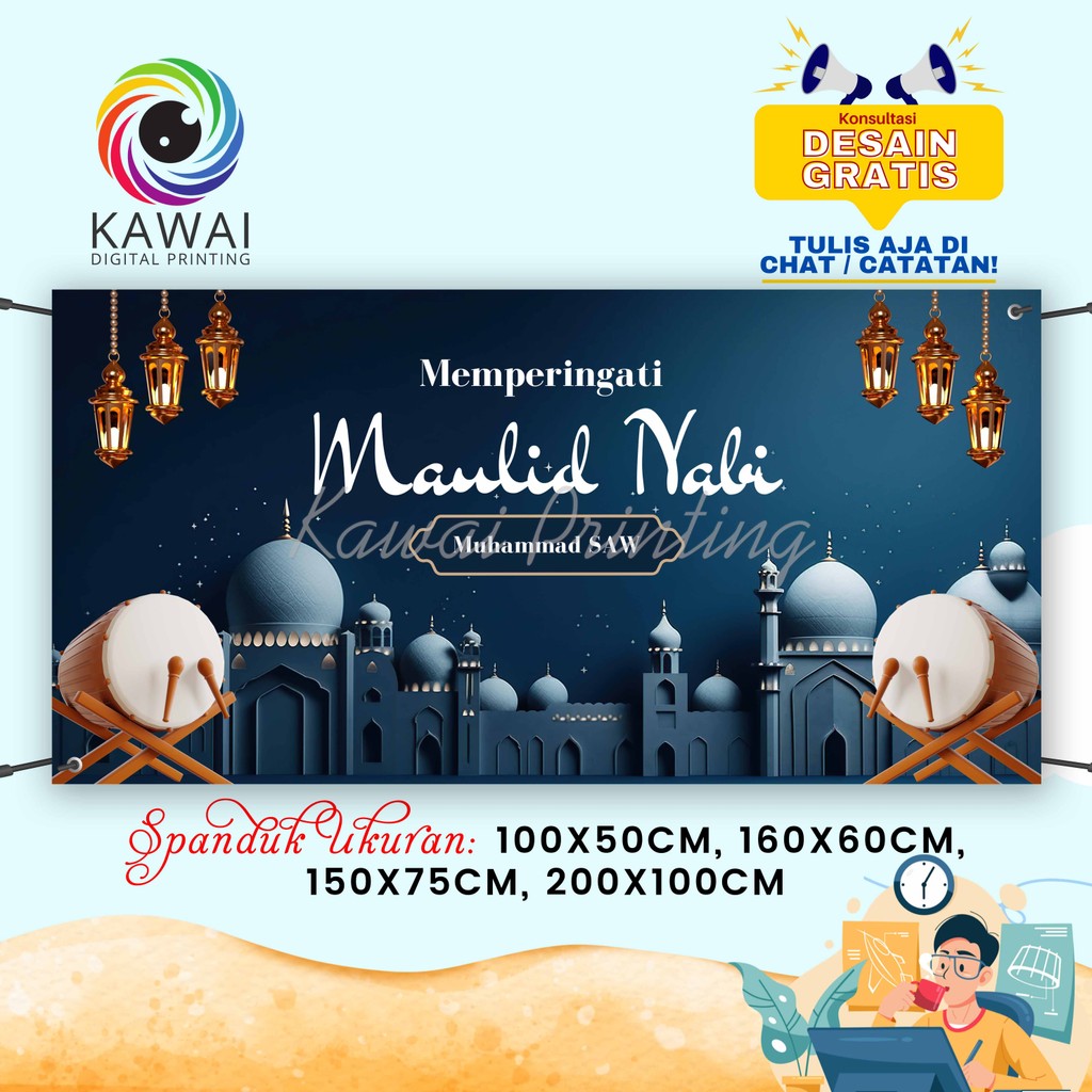 Jual SPANDUK / BANNER Maulid Nabi Tema Malam Aesthetic Free Desain ...