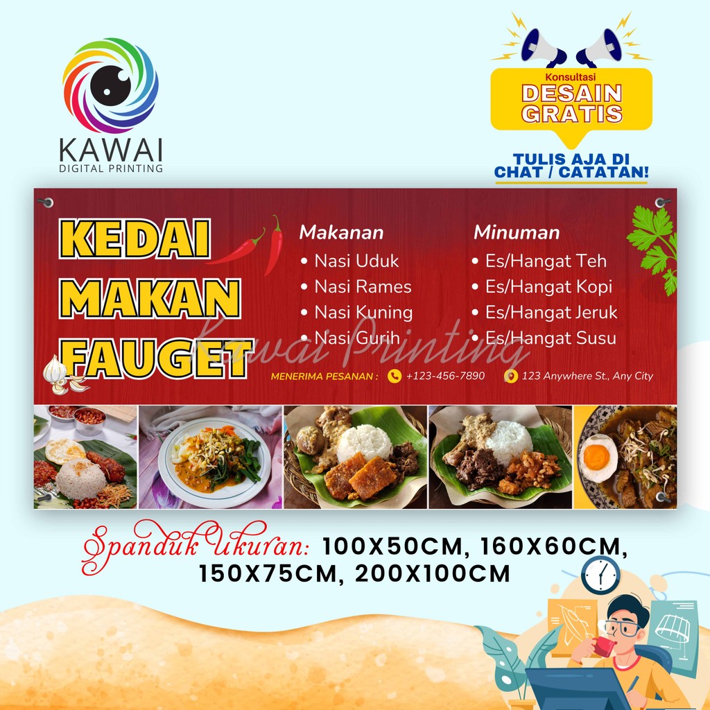 Jual SPANDUK / BANNER Kedai Makanan Warteg Warung Makan Merah Free ...
