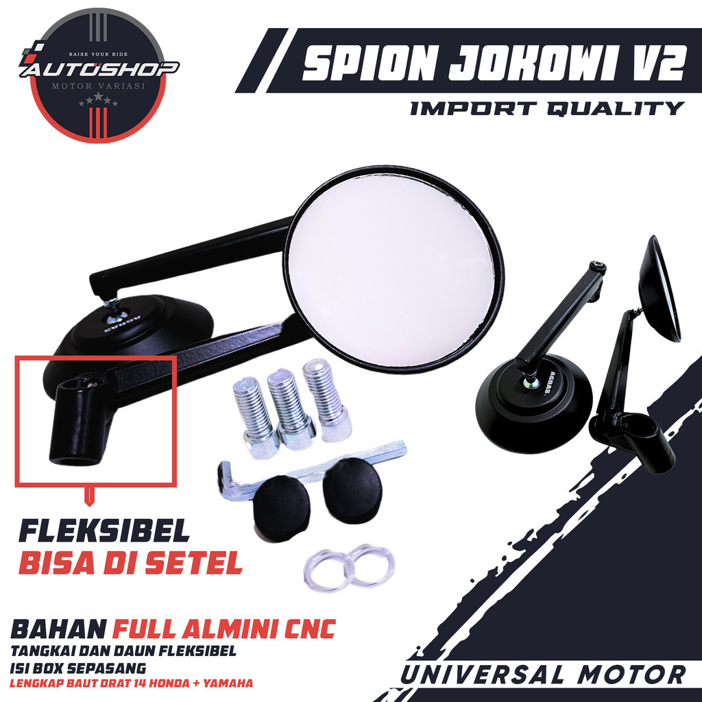Jual Spion MODEL JOKOWI Retro Bulat FLEKSIBEL Kaca Sepion Mirror SCOOPY ...
