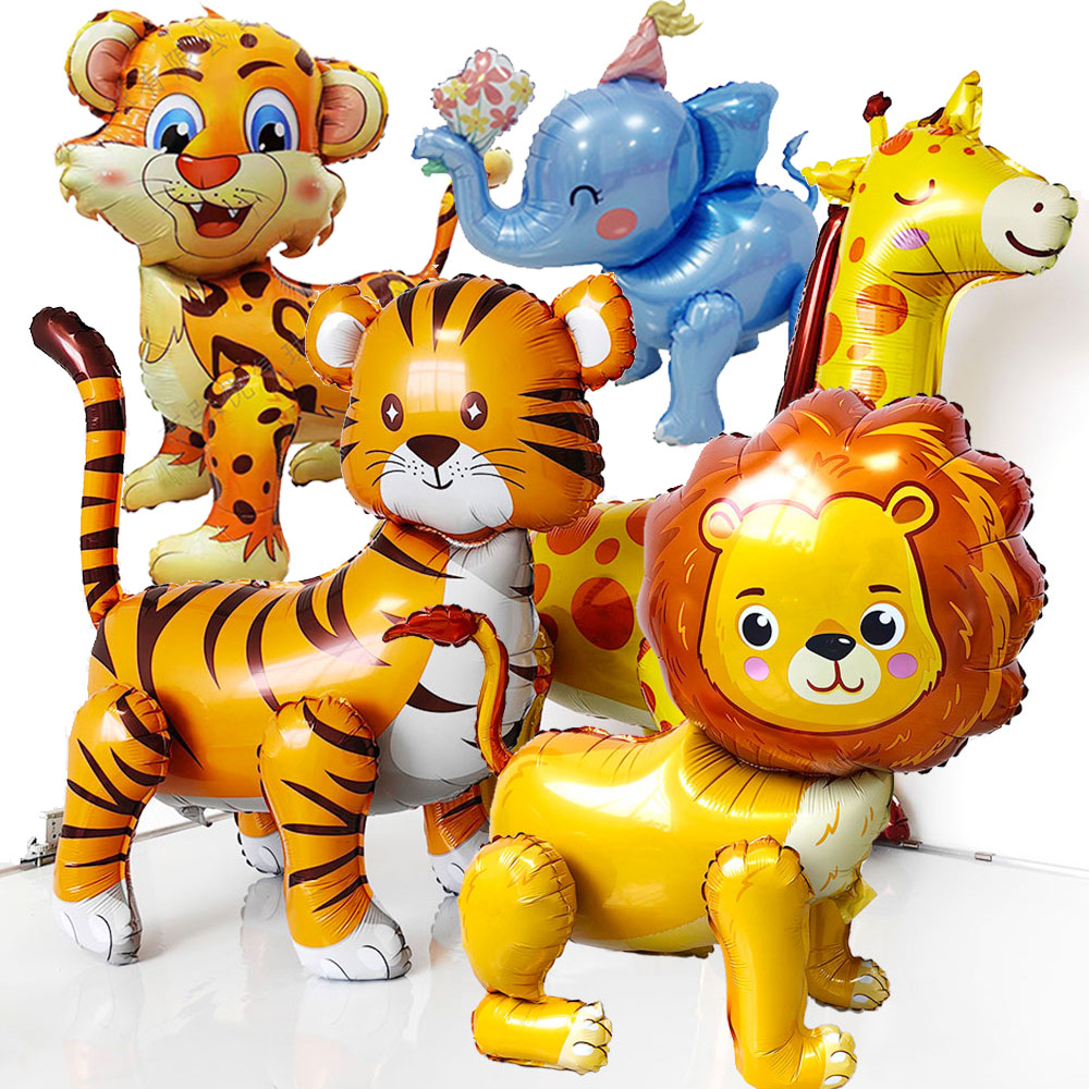 Jual Jungle Animal Balloons Giant Animal Standable Foil Balloon Lion ...