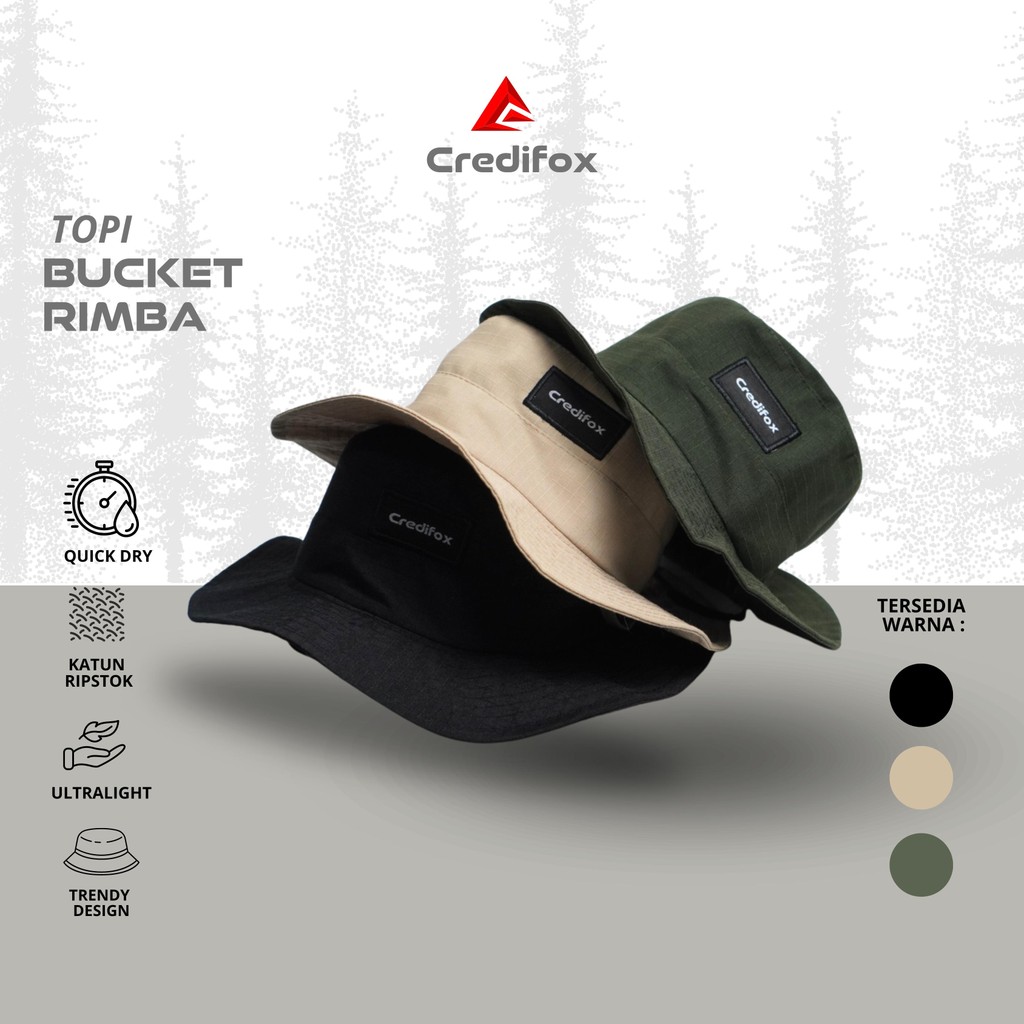 Jual CREDIFOX Topi Rimba Pria Wanita Bucket Hat - Topi Pendaki - Topi ...