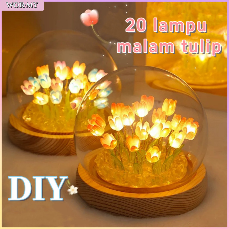 Jual 【WOR·MY】Lampu Malam Tulip Lampu Meja Bunga Simulasi DIY Lampu ...