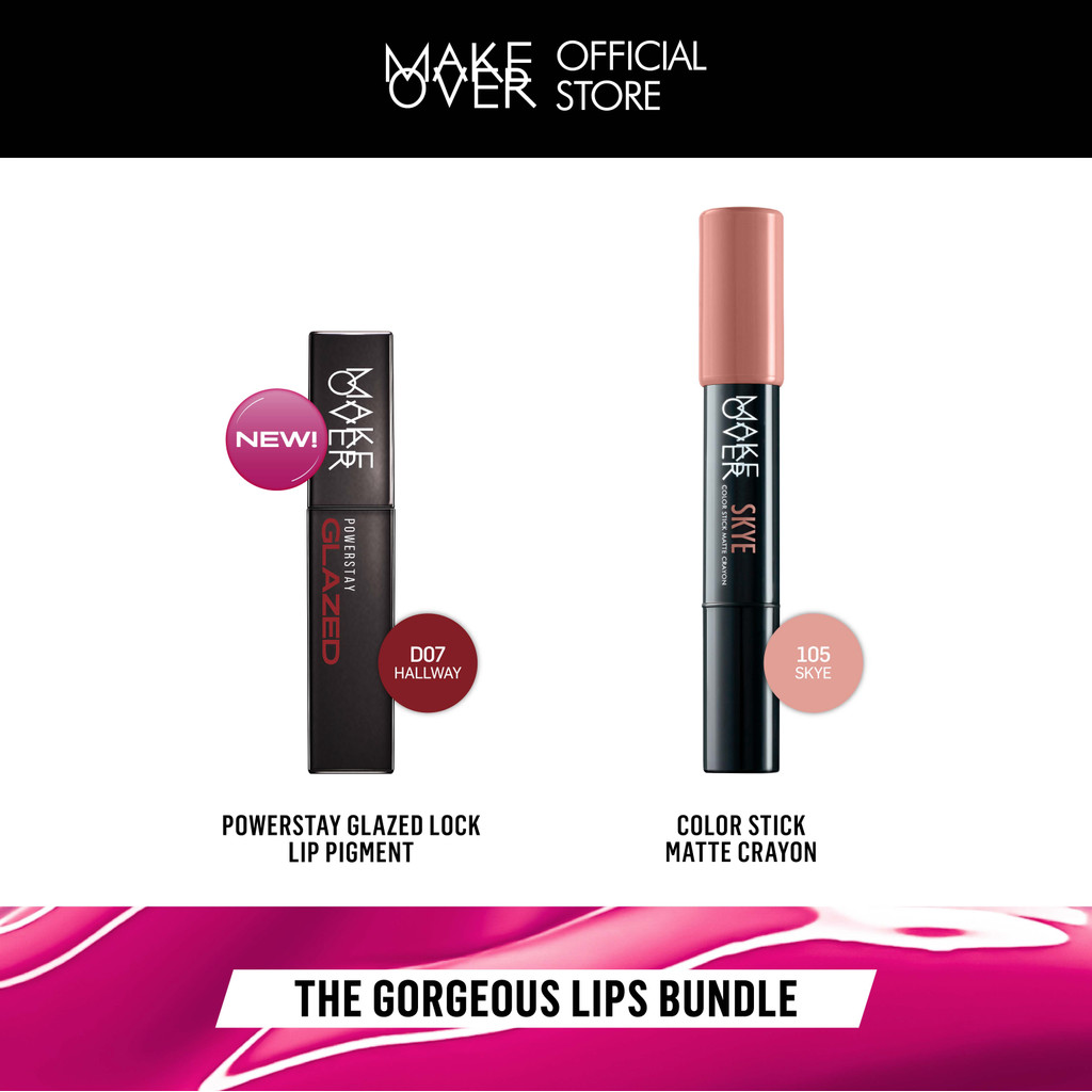 Jual MAKE OVER Gorgeous Lips Bundle : Glazed Lock Lip Pigment + Color ...
