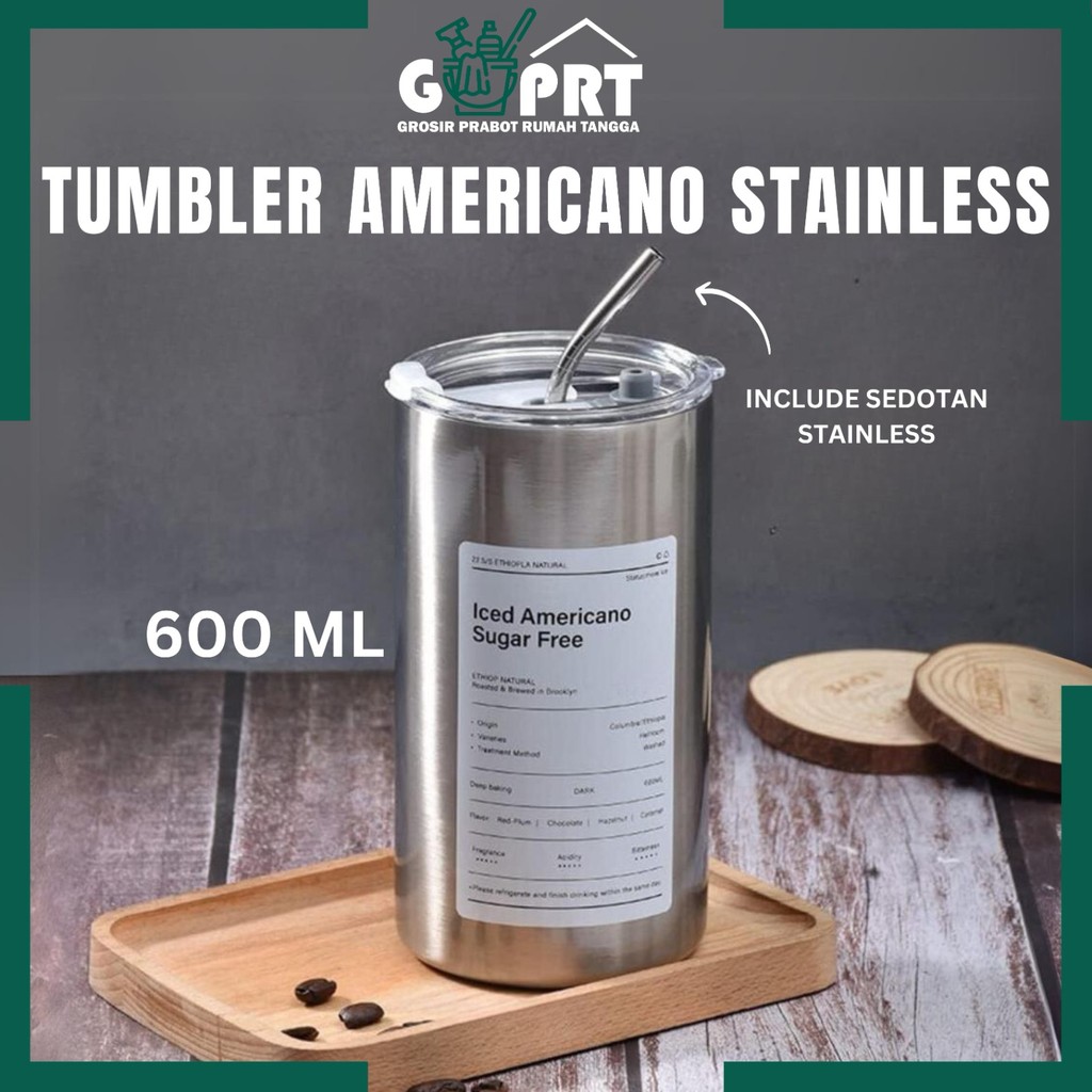 Jual GPRT Tumbler Gelas Americano Stainless 600ml Tumblr Cangkir Kopi ...