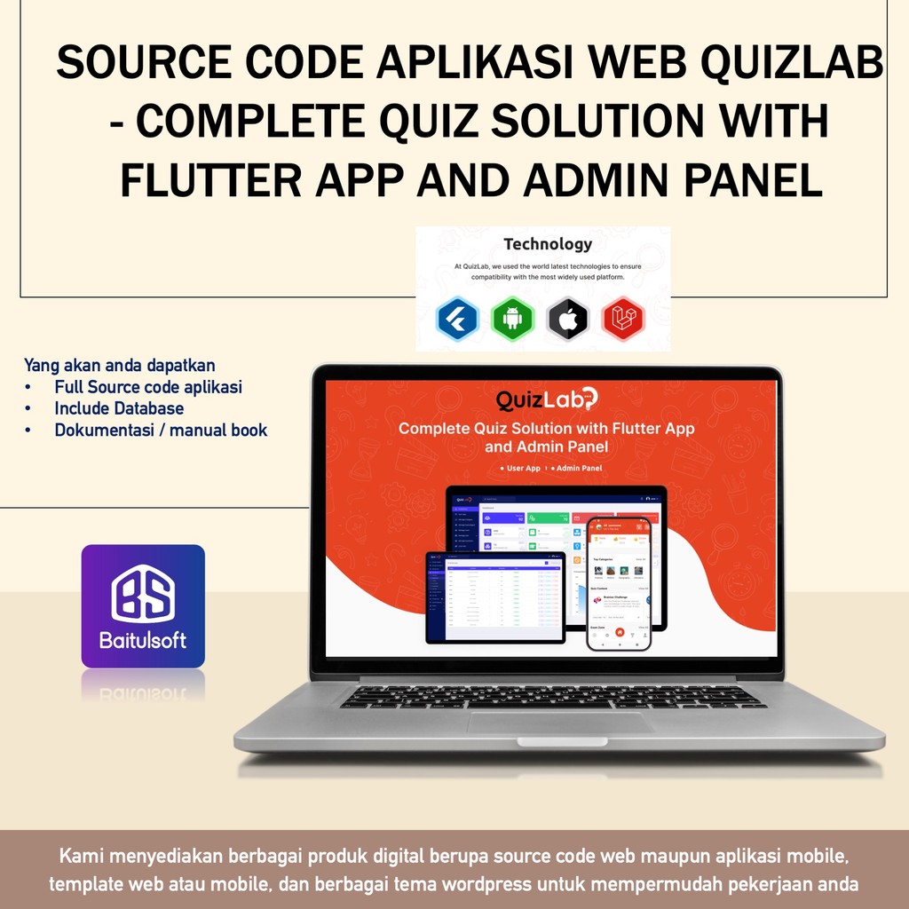 Jual SOURCE CODE APLIKASI WEB QUIZLAB - COMPLETE QUIZ SOLUTION WITH FLUTTER APP AND ADMIN PANEL ...