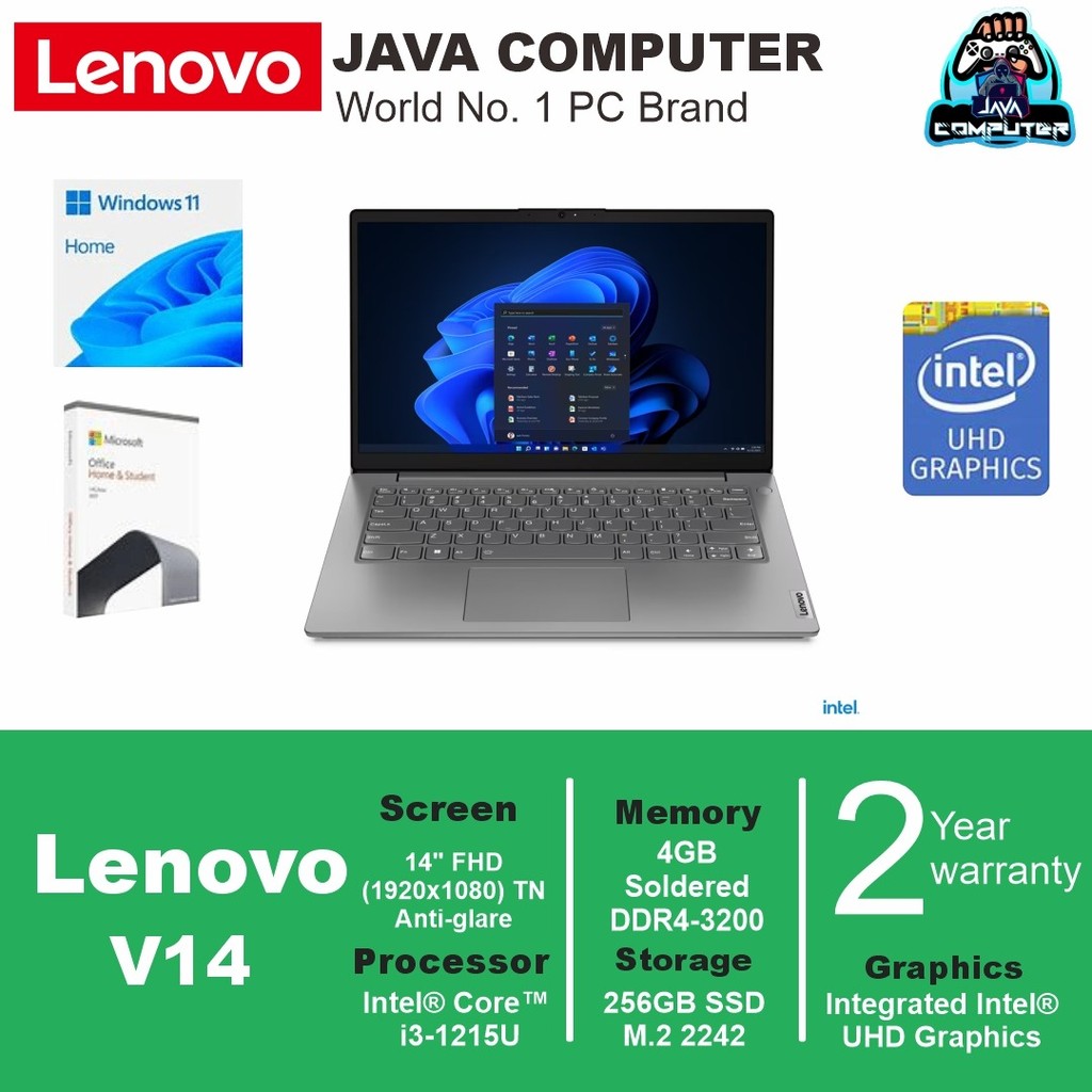 Jual Lenovo V14 G3 IAP 82TS00MEID i3-1215U/4GB/256GB/W11+OHS/14" FHD/Grey | Shopee Indonesia