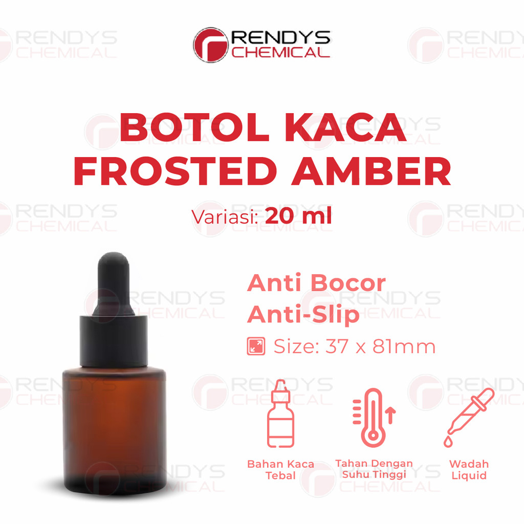 Jual Botol Pipet Kaca Frosted Amber Bahu Datar 20ML / Botol Serum 20 ML ...