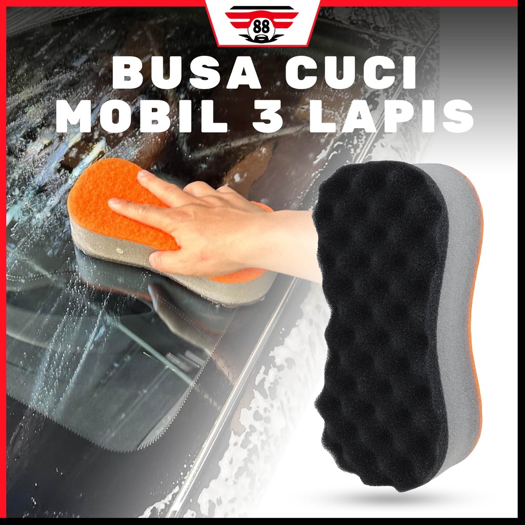 Jual Sponge Busa Cuci Gelombang 3 Lapis Motor Mobil Angka 8 Wave ...
