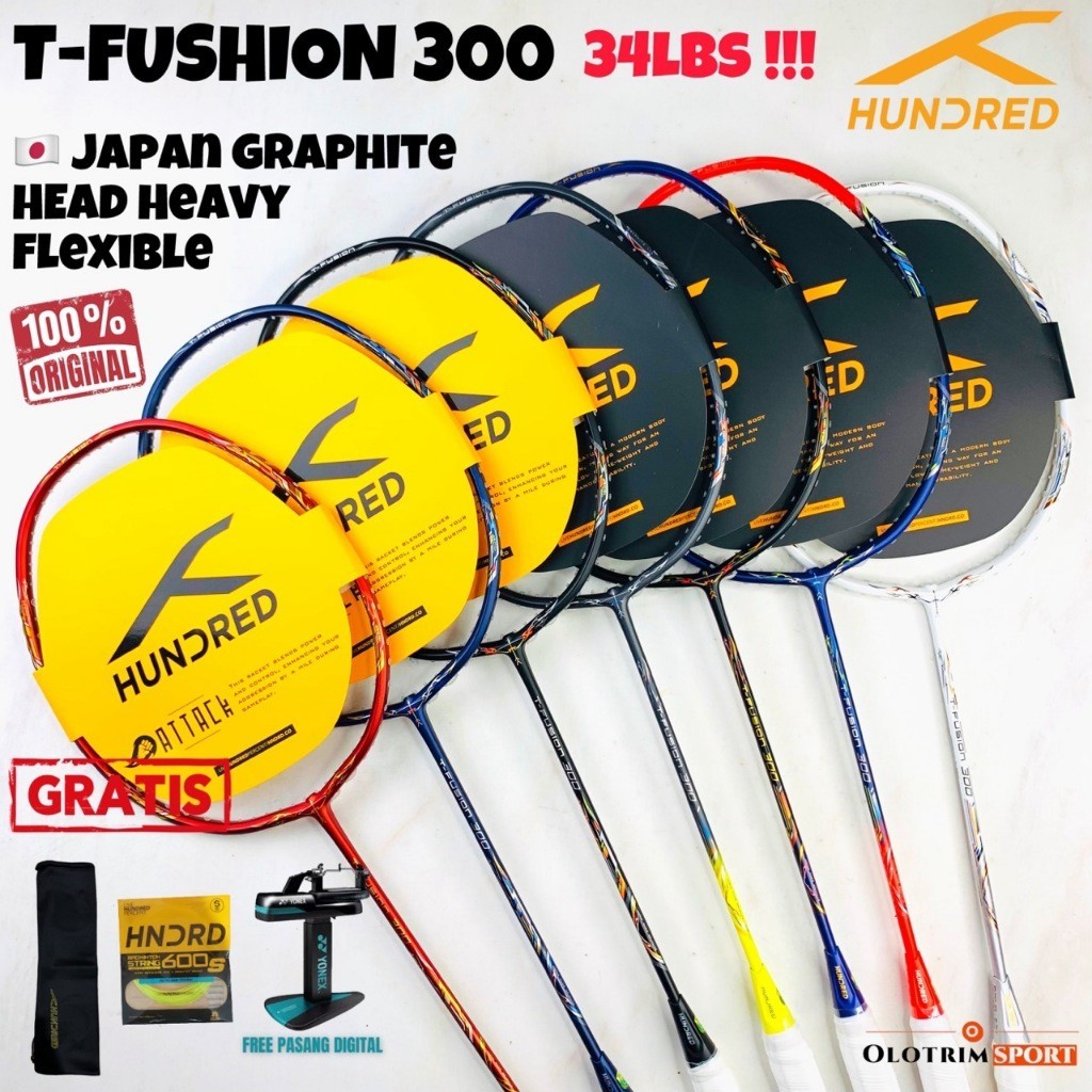 Jual Raket Badminton HUNDRED T-FUSHION 300 34LBS JAPAN GRAPHITE ...
