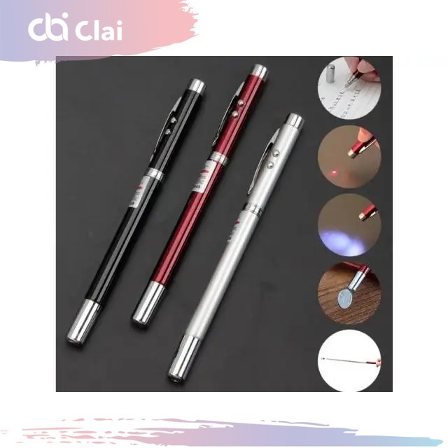 Jual CLAI 5in1 Alat Tulis Pena Pulpen Tinta Hitam Laser Senter Pointer ...