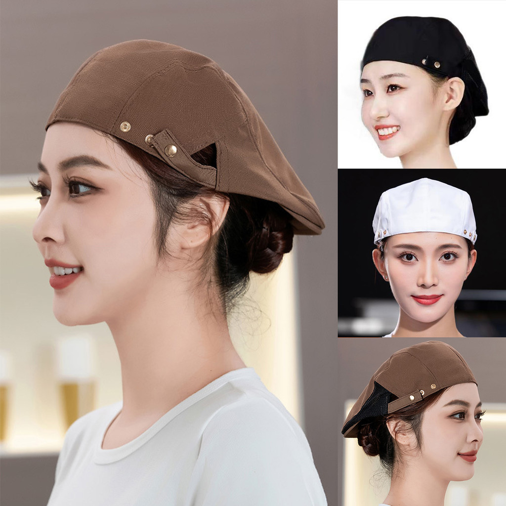Jual 1pc Topi Chef/ Topi coffee/ Semua Style Unisex White/Black/Brown ...