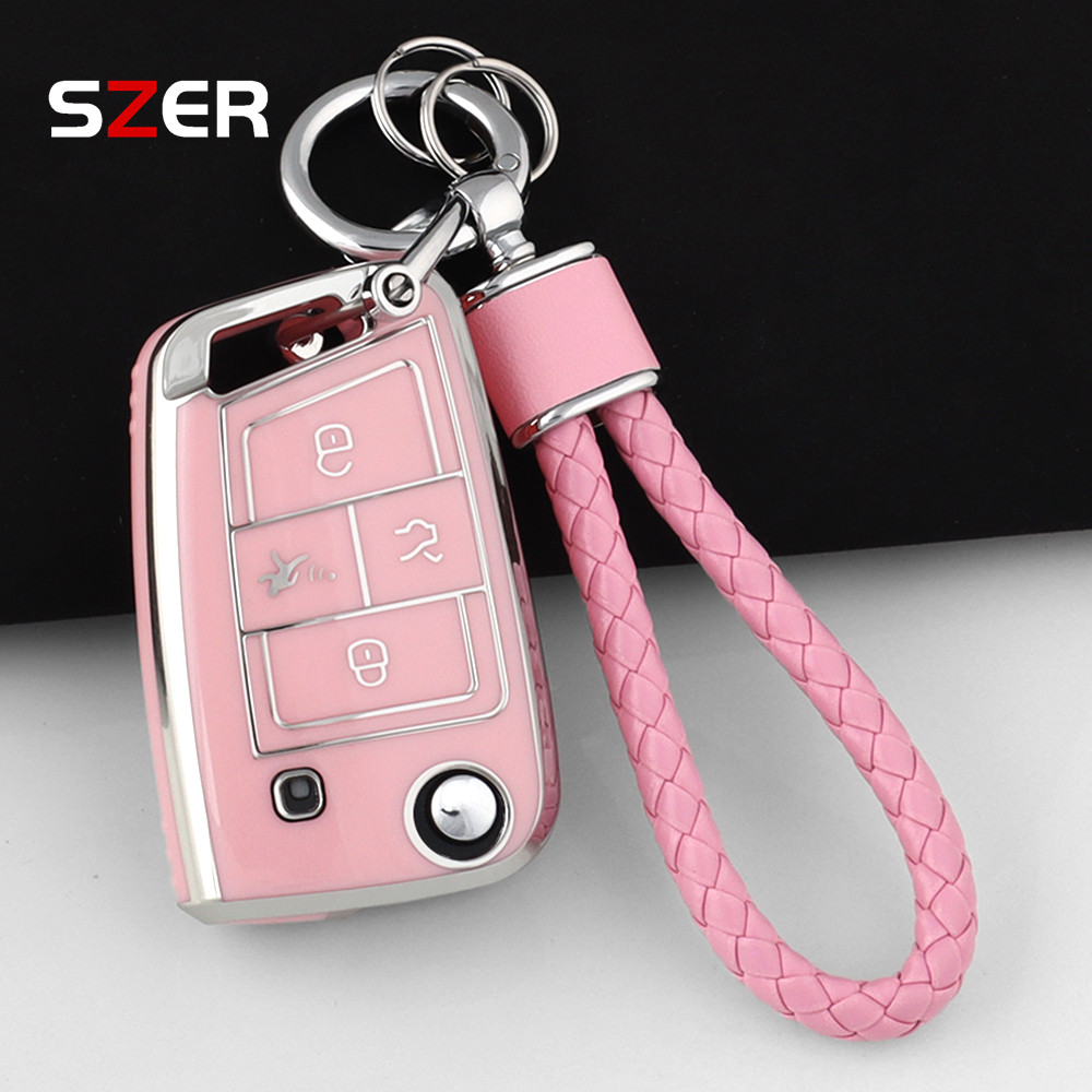 Jual 4 Button TPU Car Key Case Cover Keychain For VW Volkswagen Golf 7 ...