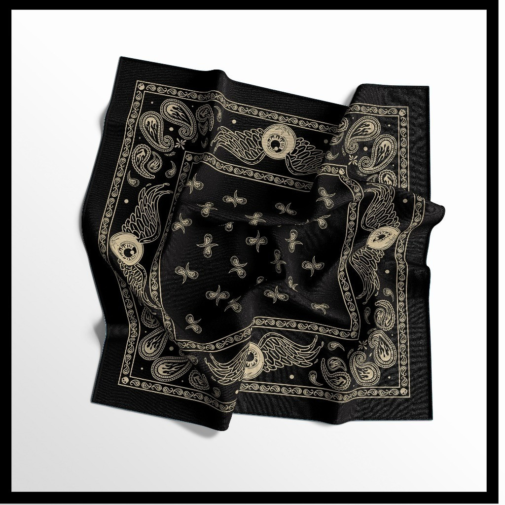 Jual One-H - Syal Bandana Motif mooneyes black- Slayer scarf ...