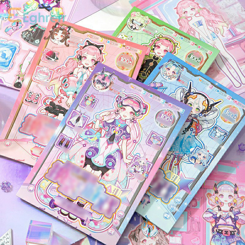 Jual Eeghrerr Cyber Girl Dress-up Stickers Cute Cartoon Character Toys ...