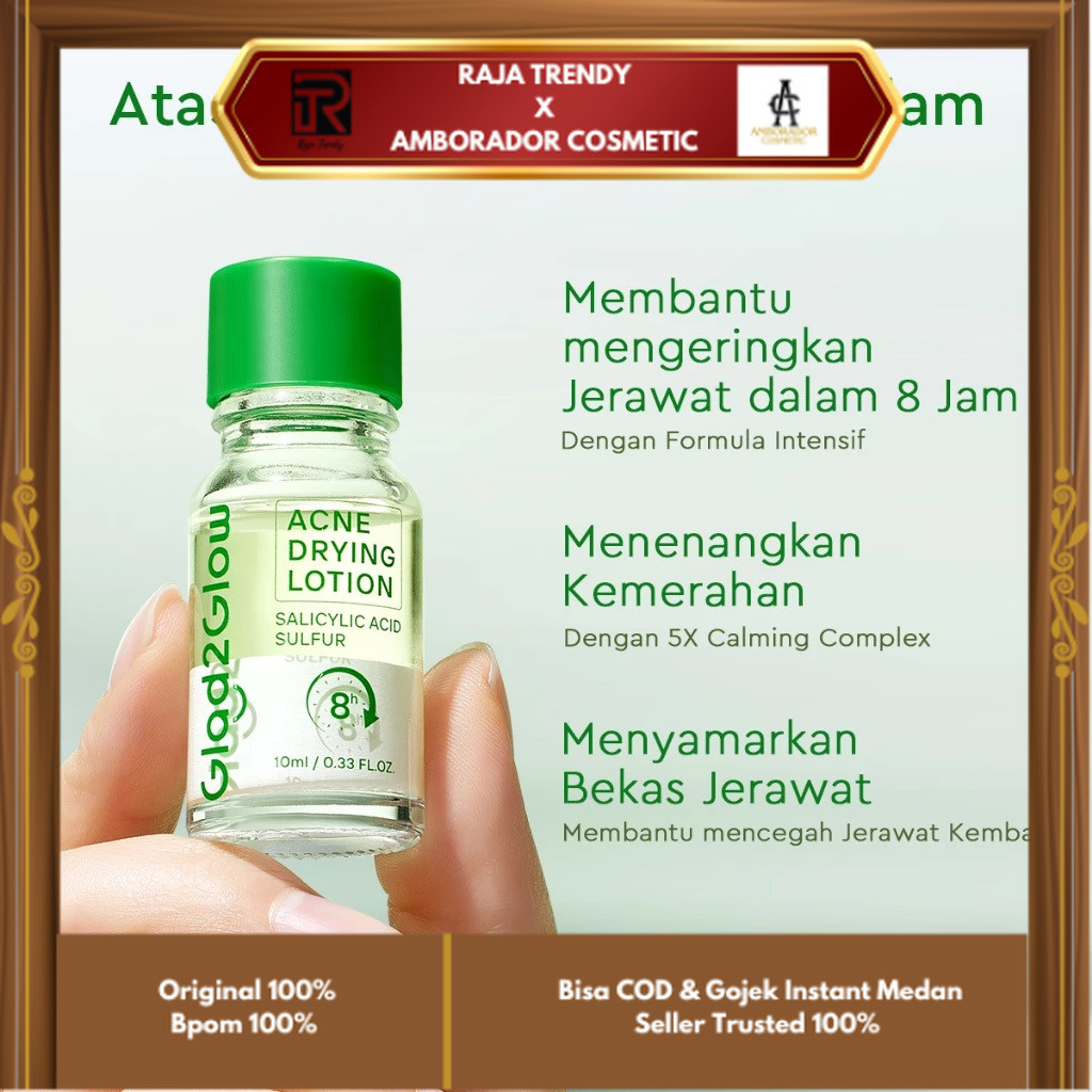 Jual GLAD2GLOW - ACNE DRYING LOTION ( 10 ml ) - Lotion Jerawat Wajah ...