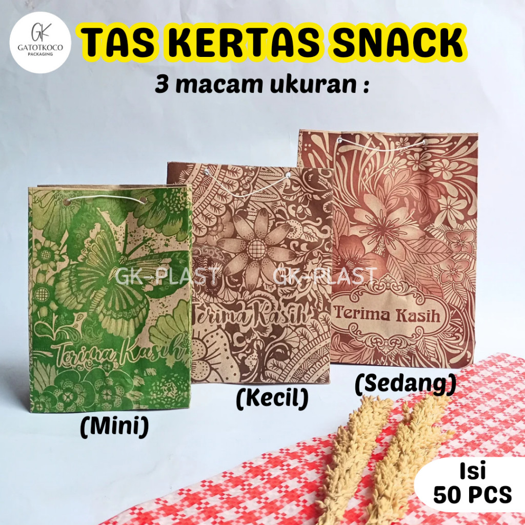 Jual (50 Pcs) Tas Kertas/Tas Snack/Tas Souvenir/Tas untuk arisan ...