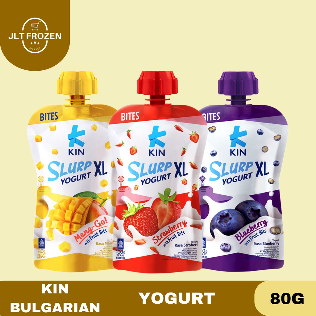 Jual Kin Bulgarian Yogurt Slurp Xtra Lezat / Yogurt Rasa Mangga / Strawberry / Blueberry 80g ...