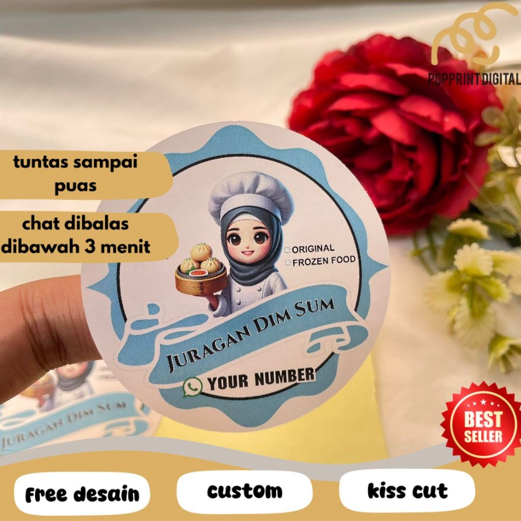Jual PpD 9-15 Sticker Label Makanan Dimsum Stiker Free Desain Bulat ...