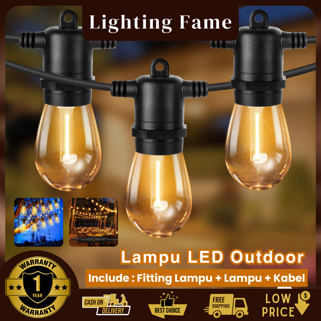 Jual 15 Meter 15 Lampu Led Outdoor Fitting Lampu Dekorasi Kafe Tahan ...
