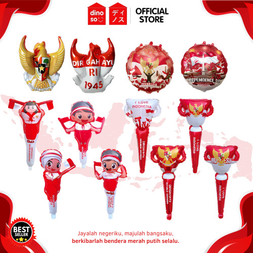Jual DINOSO Balon Foil Agustusan Bando Pentungan Love Bulat Stick ...
