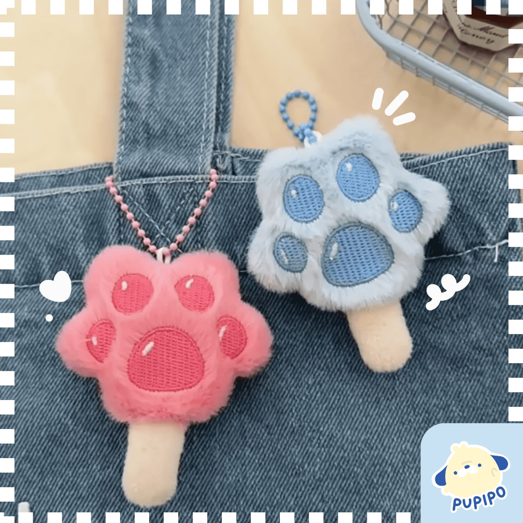 Jual [PUPIPO] Bag Charm Cat's Paw | Pink and Blue Keychain | Boneka ...
