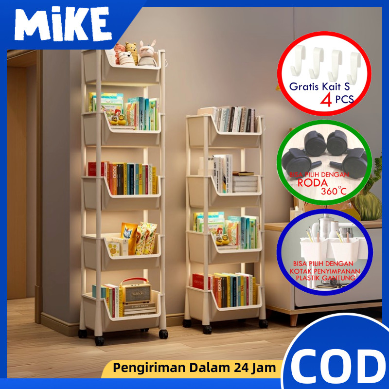 Jual MIKE DEEP Rak Plastik Rak Susun Serbaguna Rak Sepatu Rak Buku Rak Dapur Rak Toilet Roda ...
