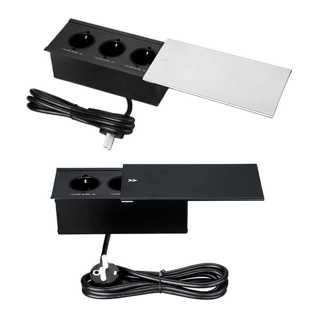 Jual METAL STOP KONTAK 3 lubang GESER SLIDING BESI MEJA KANTOR COLOKAN ...