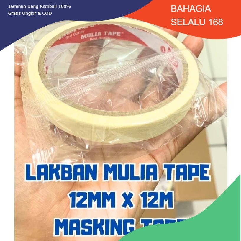 Jual Lakban Kertas / Masking Mulia Tape Ukuran 12mm X 12m Kemasan 1 Dus ...