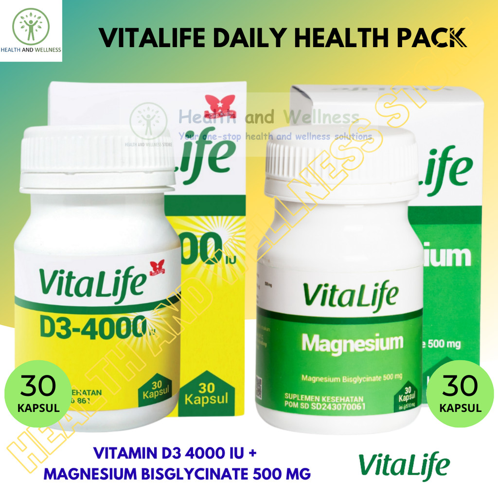 Jual VITALIFE MAGNESIUM BISGLYCINATE 500 MG 30 KAPSUL VITAMIN D3 4000 ...