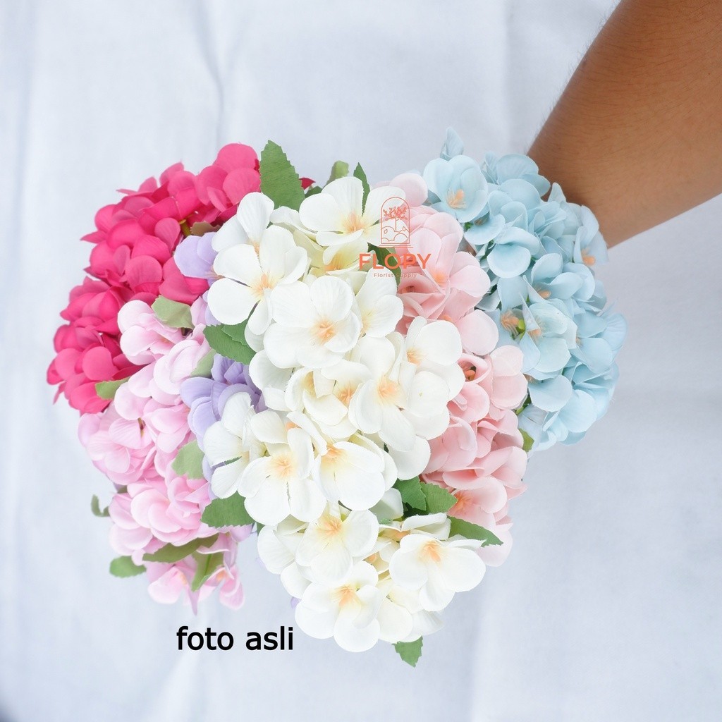 Jual [ 5 Tangkai ] Artifisial Bunga Hydrangea Sutra Daun / Artifisial ...